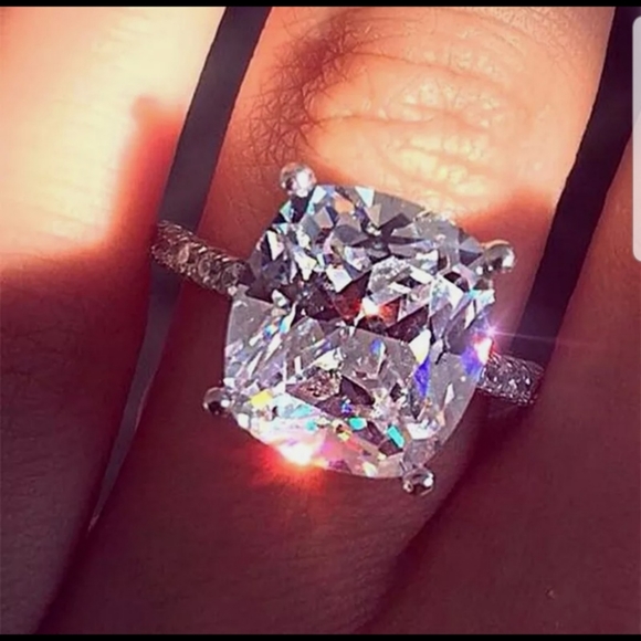 Jewelry | Square Stone 925 Silver Engagement Cocktail Ring | Poshmark